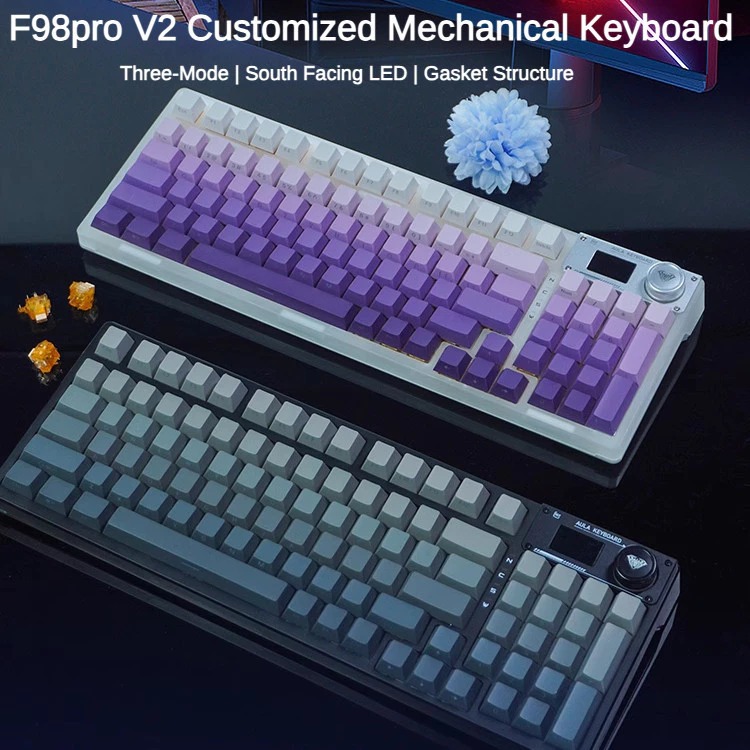 1 AULA F98Pro V2 Three-Mode 2.4G Wireless Bluetooth Wireless Customized Hot Swap Mechanical ...