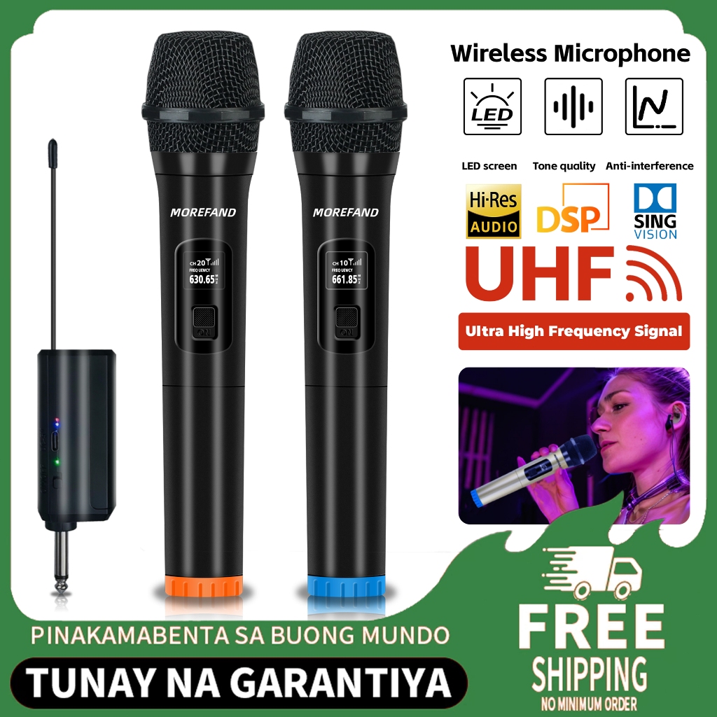 Wireless na mikropono UHF wireless na mikropono Plug and Play 6.5MM 50M na distansya ng ...