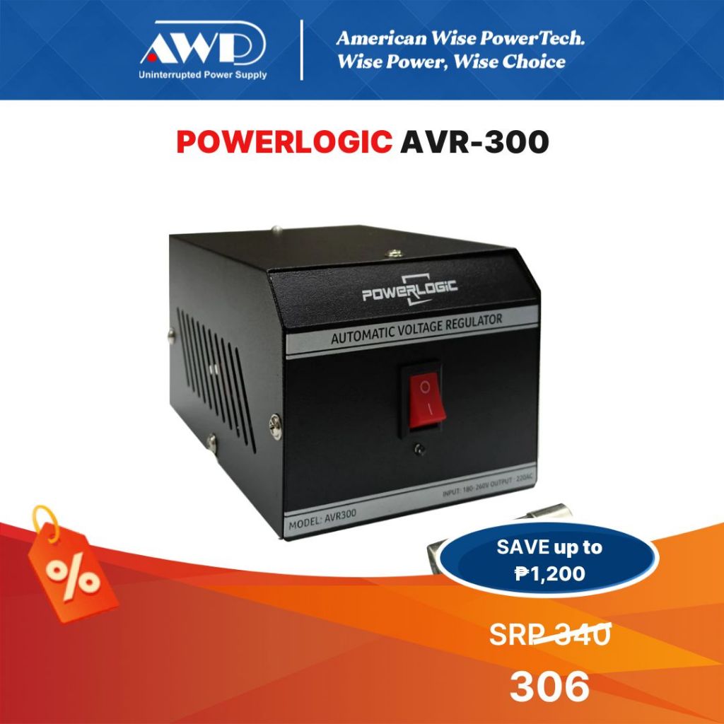 Powerlogic AVR-300 -300 Watts AVR, with Surge Protection 3 x 220V ...