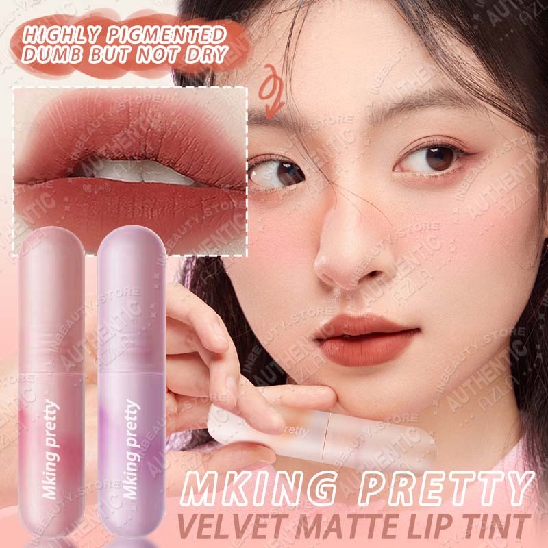 KOBELEEN Lip Glaze Small Paintball Lip Tint Velvet Matte Lip Mud ...