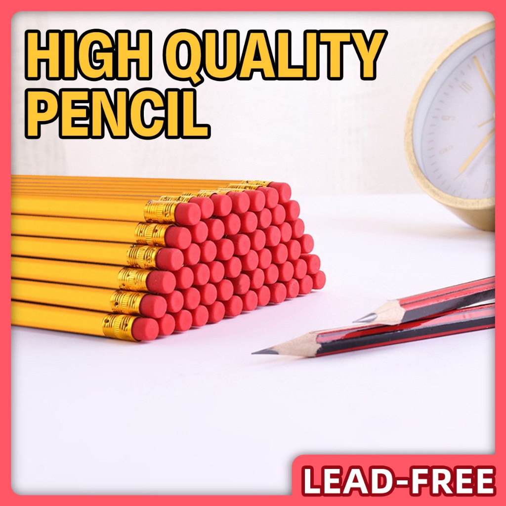50Pcs HB Pencil Log Lead-Free Non-Toxic Standard Writing With Eraser ...