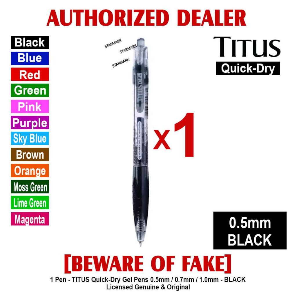 Titus QUICK DRY Gel Pen Pens 0.5mm 0.7mm 1.0mm ALL COLORS - Titus ...