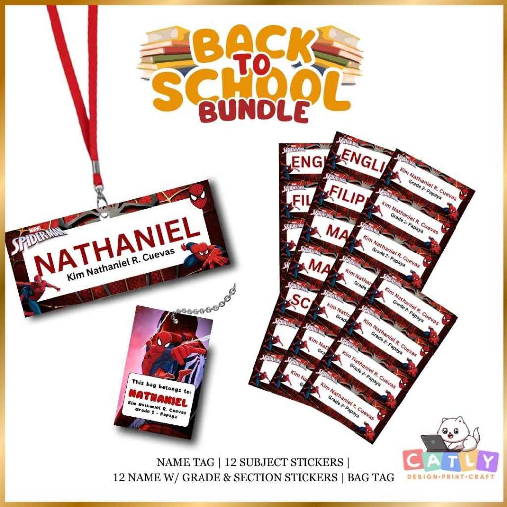 BACK TO SCHOOL BUNDLE | NAME TAG | BAG TAG | SUBJECT AND NAME STICKERS ...