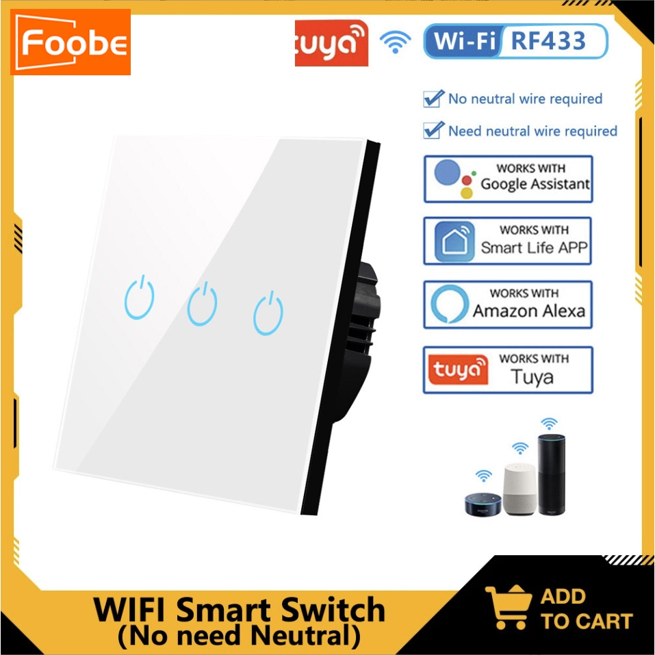 EU Standard Tuya Smart Life Light Switch WiFi Touch Sensor Switch 86 ...