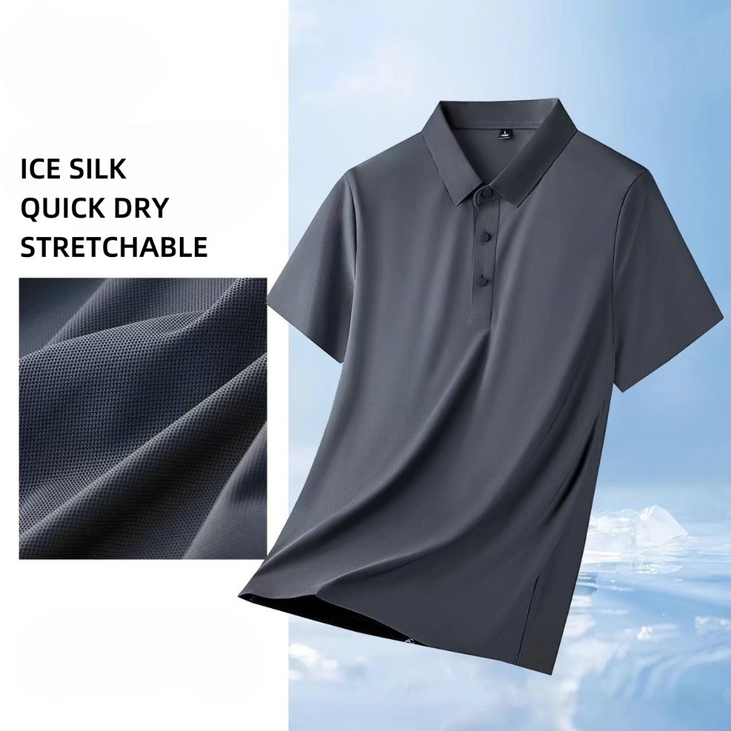 F100# Men's Ice silk Stretchable Dri-fit Waffle Plus size Polo Shirts ...