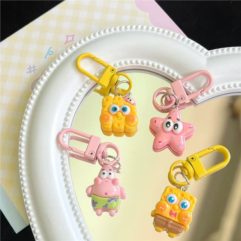 S Cute Sponge Bob Patrick Star Key Chain Girl Cartoon Pendant Sweet Bag ...