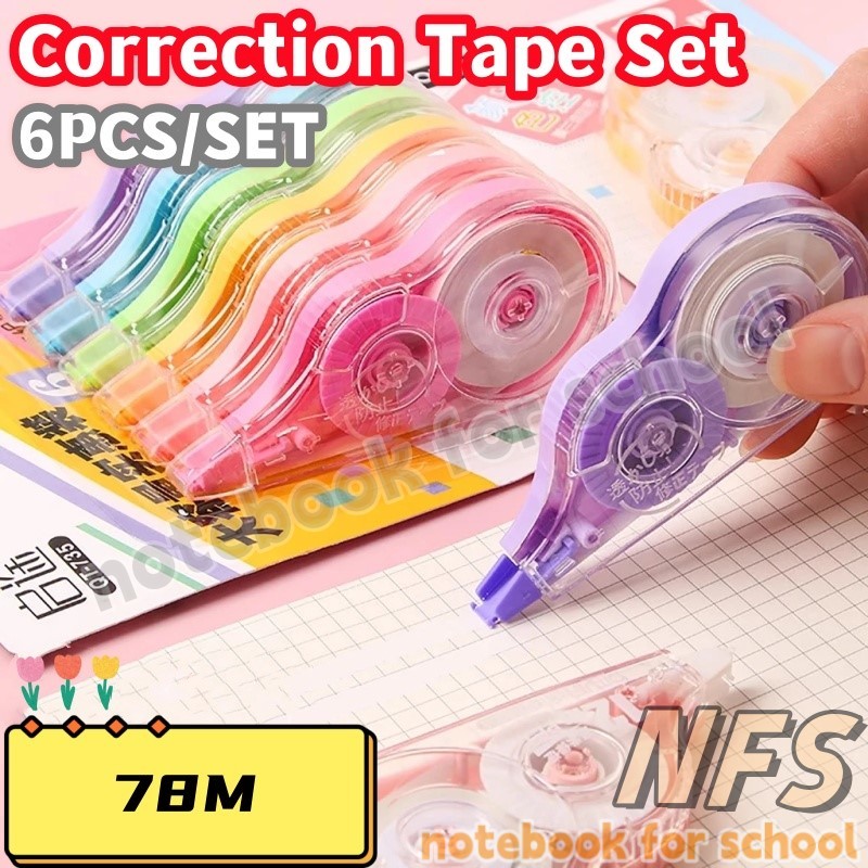 NFS 6PCS/SET Mini Correction Tape Large Capacity Colorful Style ...