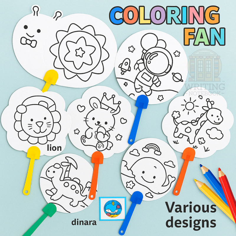 Summer cute hand fan for kids portable cartoon animal DIY fans school ...