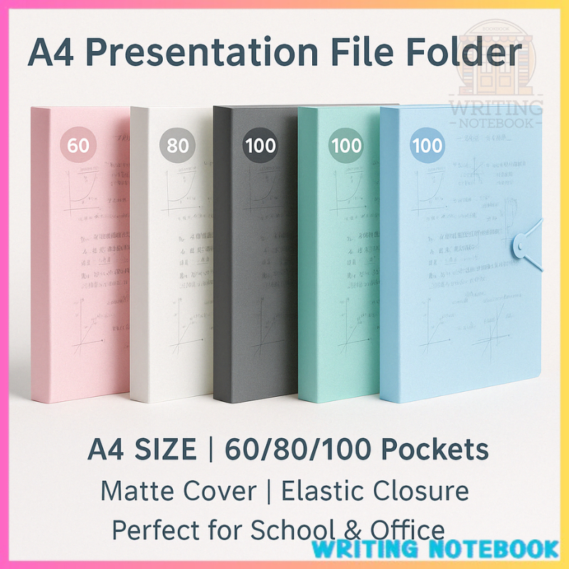 A4 Presentation File Folder – 60/80/100 Pockets, Clear Book Document ...