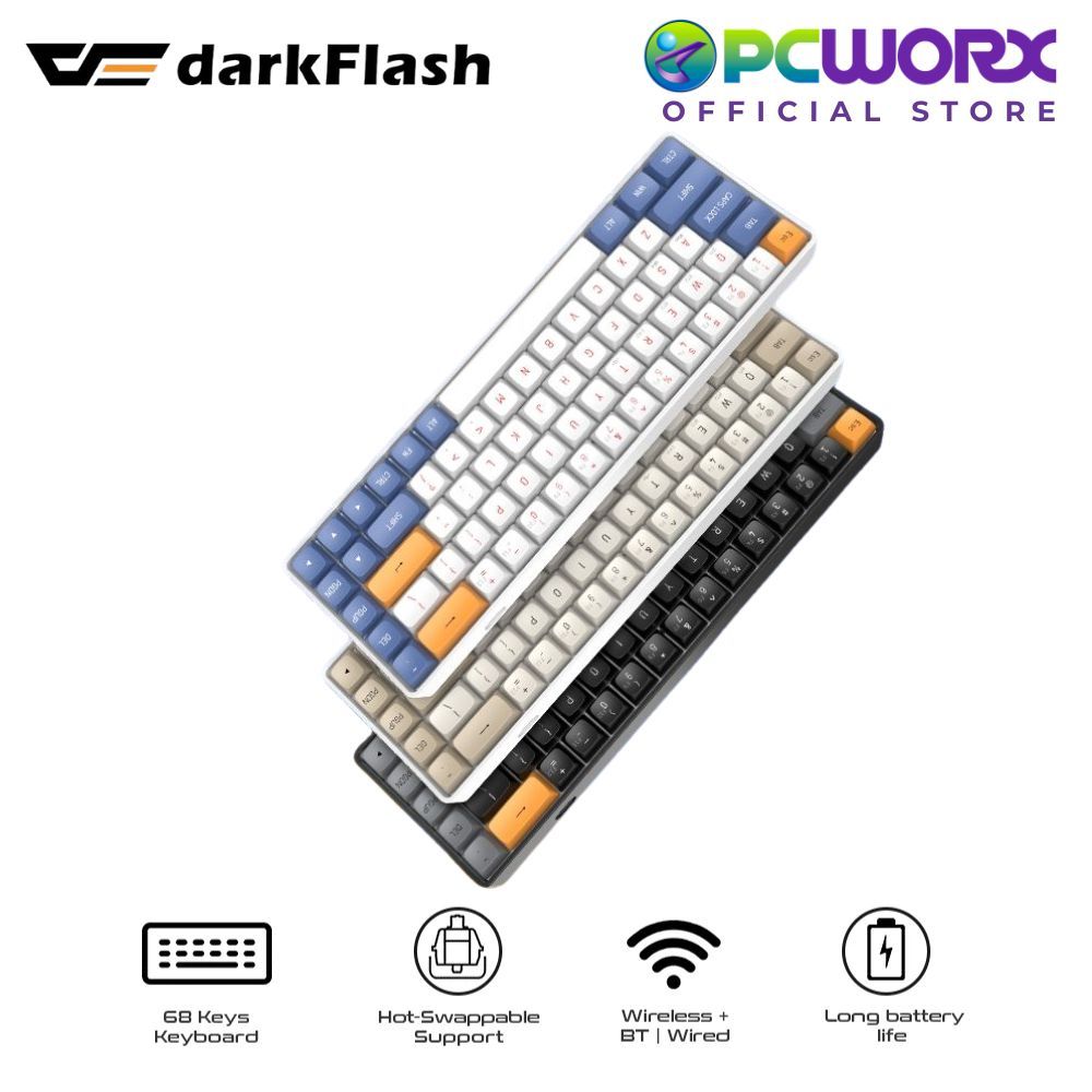 Darkflash GD68 THREE-MODE CONECTIVITY MECHANICAL KEYBOARD USB Type-C ...