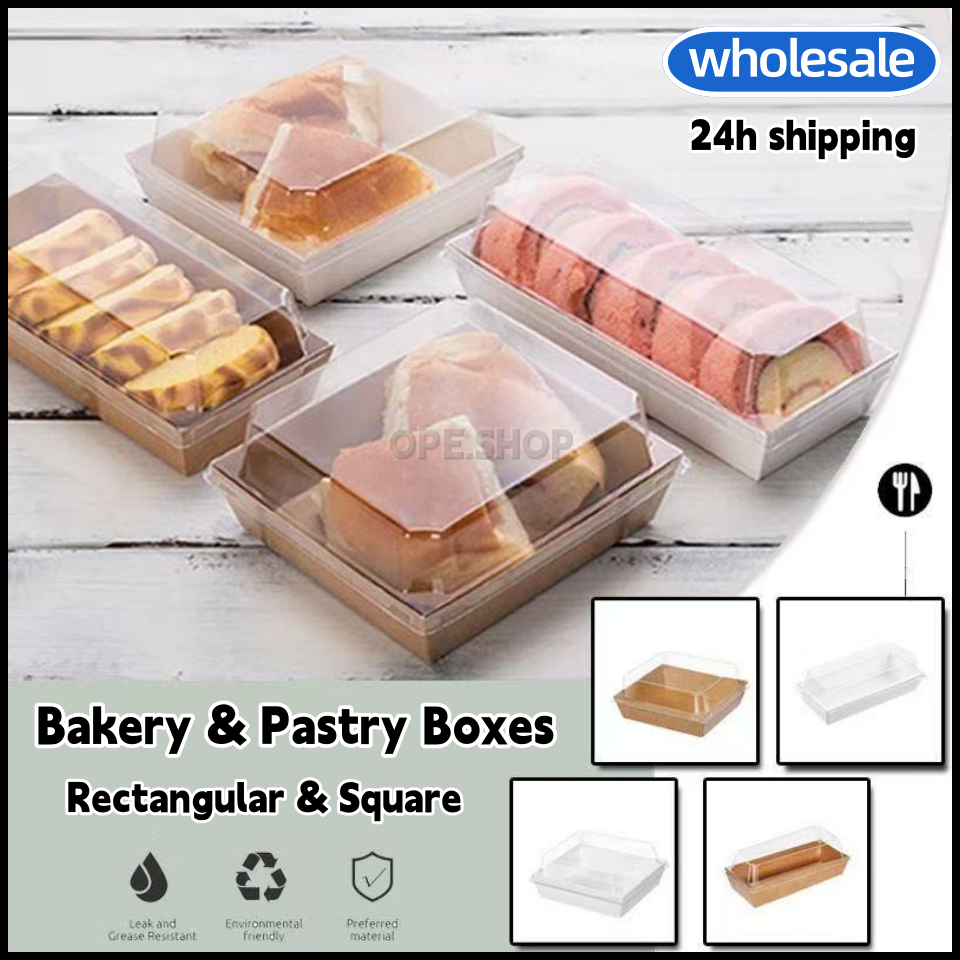 COD Bakery&Pastry Boxes Kraft Sushi Tray Sandwich Box with Lid Pastry ...