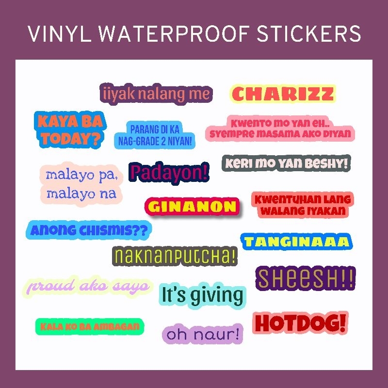 Filipino Phrases Stickers | Vinyl Matte Laminated Waterproof and ...