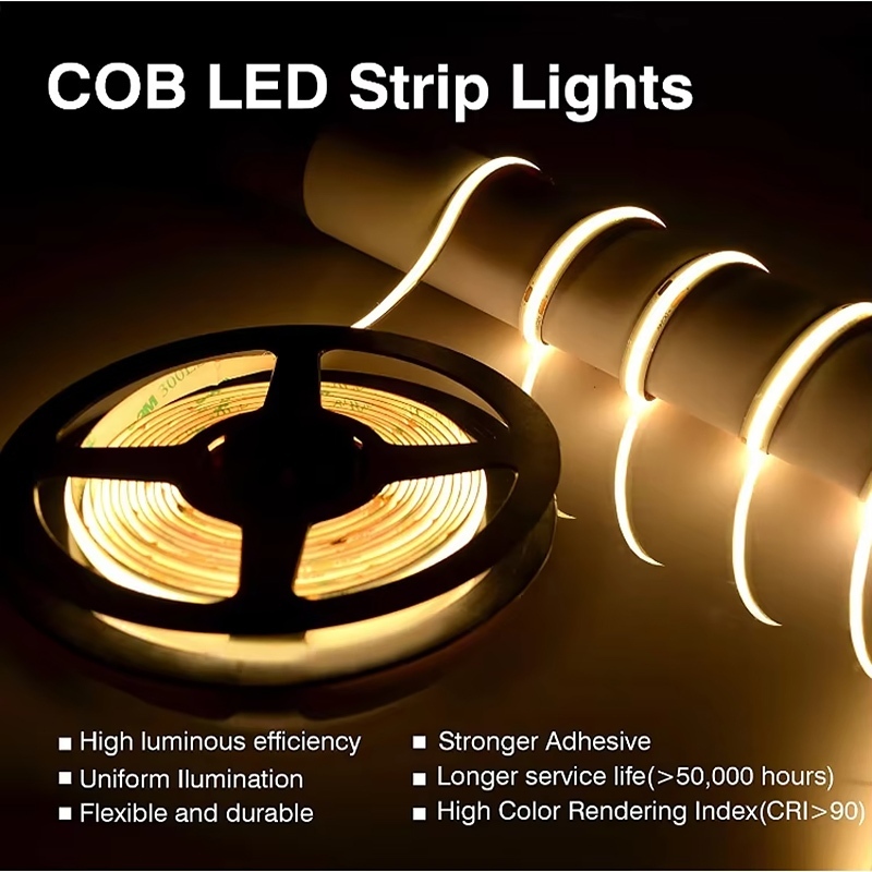 LED Strip Light COB DC12V 24V 480led/m COB Strip 5M 10M Warm White/Cold ...