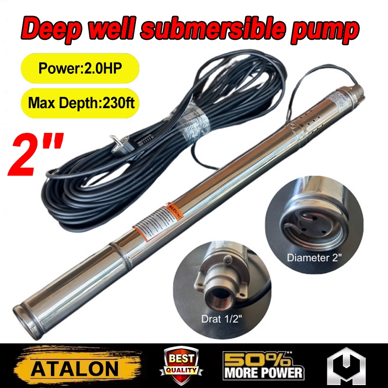 New 2" Submersible Water Pump - 0.5/1HP 220V 60Hz for Deep Well (180ft ...