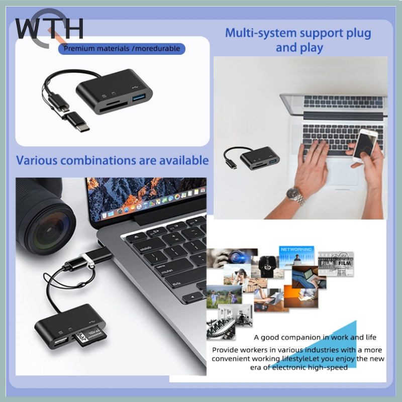 WTH 6 in 1 SD Card Reader Portable USB C To USB Camera Photo Adapter ...