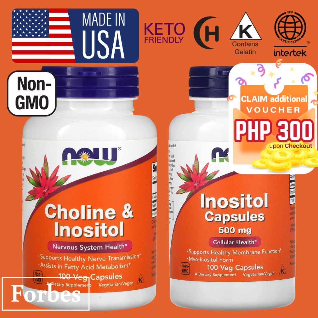 NOW FOODS Inositol 500mg and Choline & Inositol 100 Veg Capsules for ...