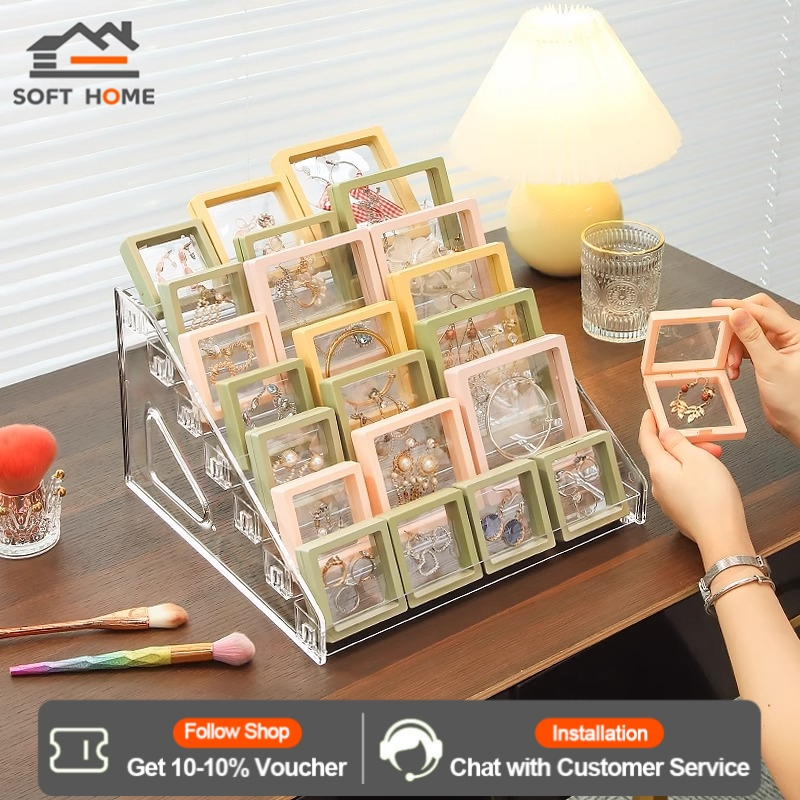 SOFTHOME 3/4/5/6/7 Layer Acrylic Jewelry Storage Box Rack Small Item ...
