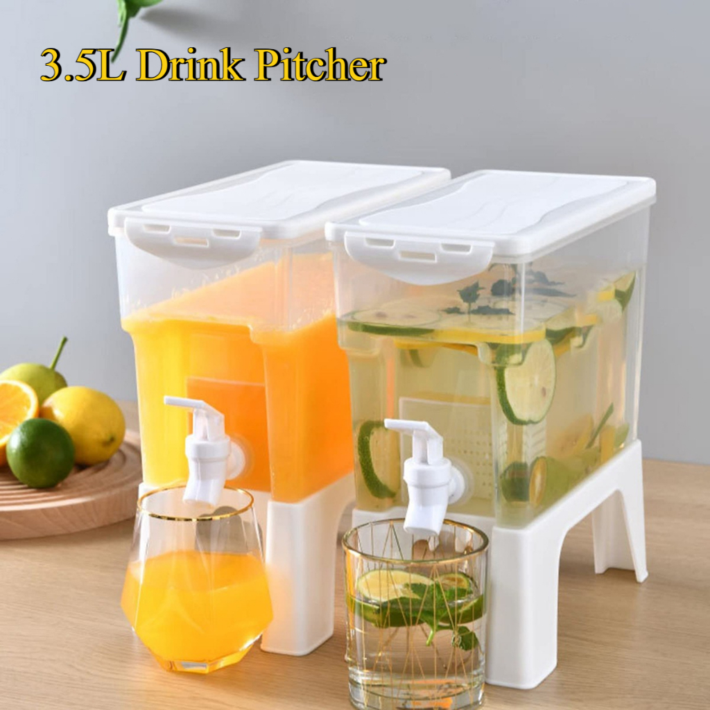 3.5L Large Capacity Juice Water Container Dispenser Jug Plastic Cold ...