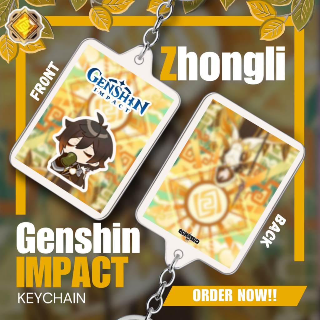 GENSHIN IMPACT EMOTE KEYCHAIN: ZHONGLI EDITION (Back to Back Acrylic ...