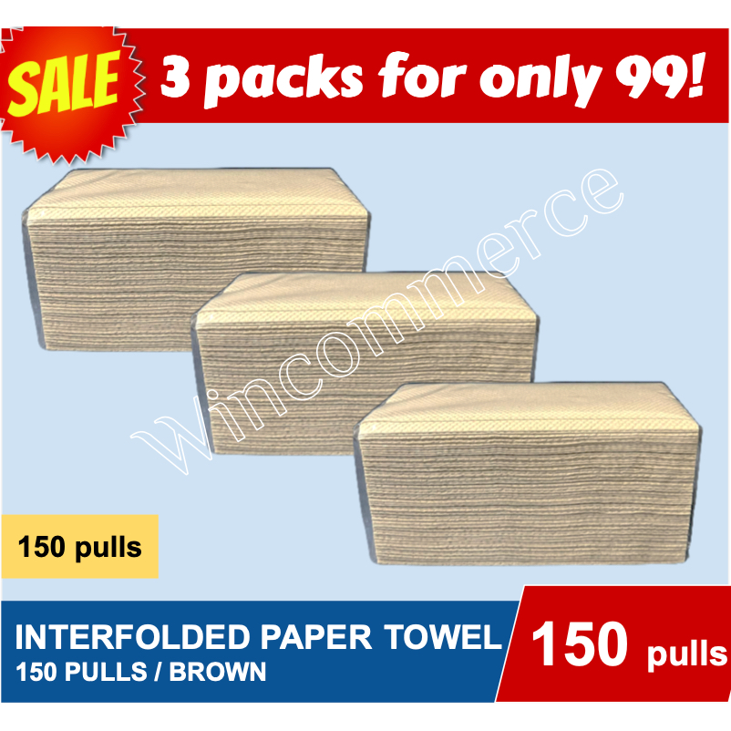 BROWN Interfolded Facial Tissue 150 pulls [Paper Towel / Pull up Tissue ...