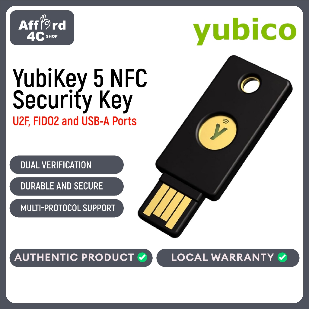 Yubico - YubiKey 5 NFC - Security Key, U2F, FIDO2, USB-A Ports, Dual ...