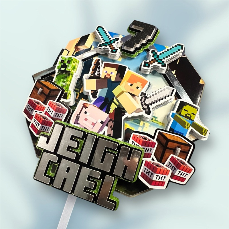 Customized Cake Topper MINECRAFT Theme | Shopee Philippines