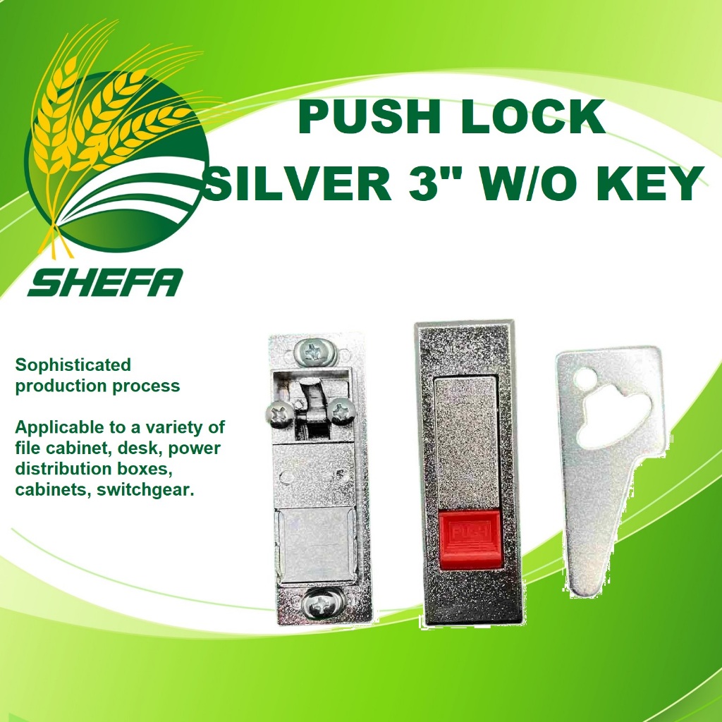 SHEFA Push Button Door Lock for Data Panel Electrical Box Silver Powder ...