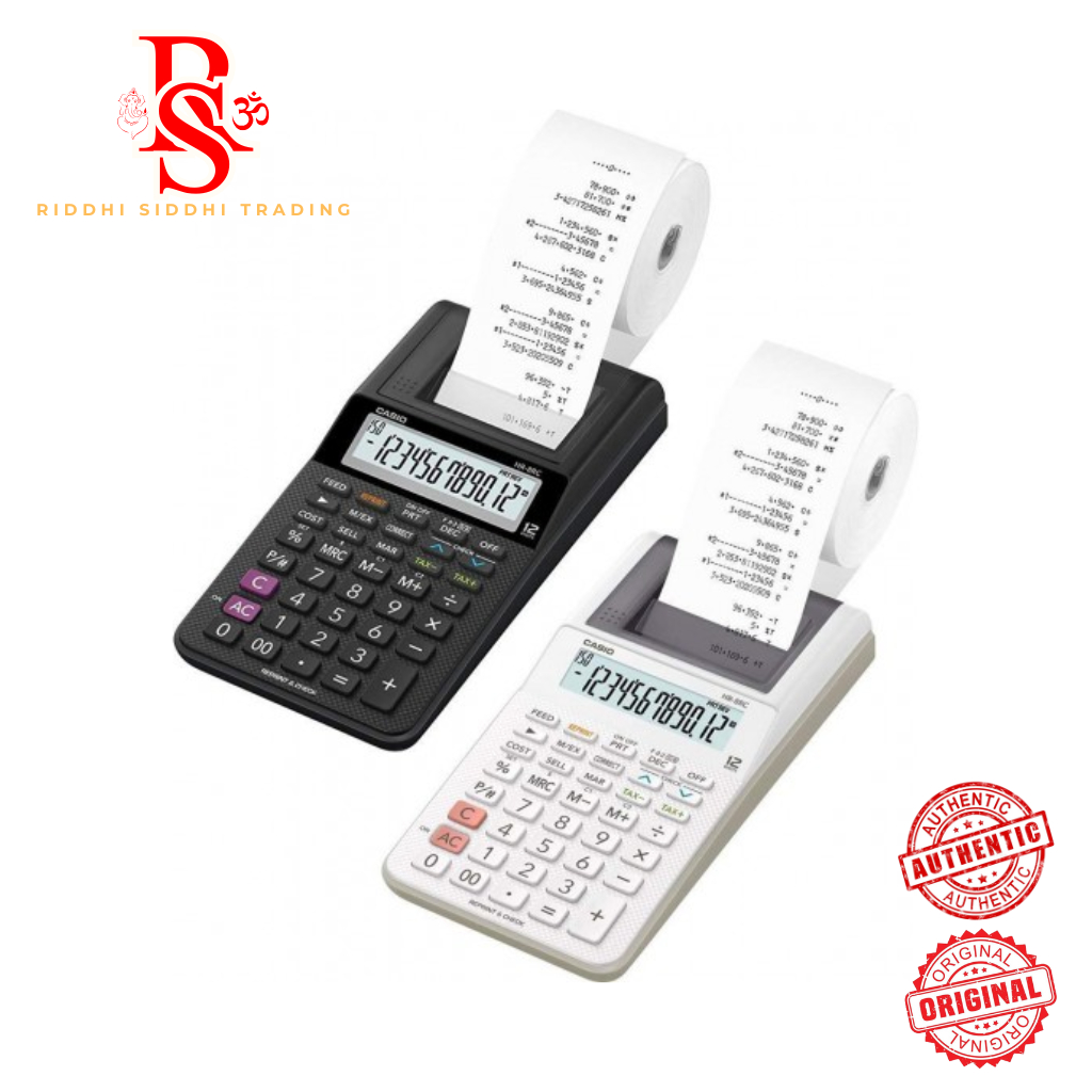 Casio HR-8RC Printing Calculator 12 Digits With Free Rolling Paper ...