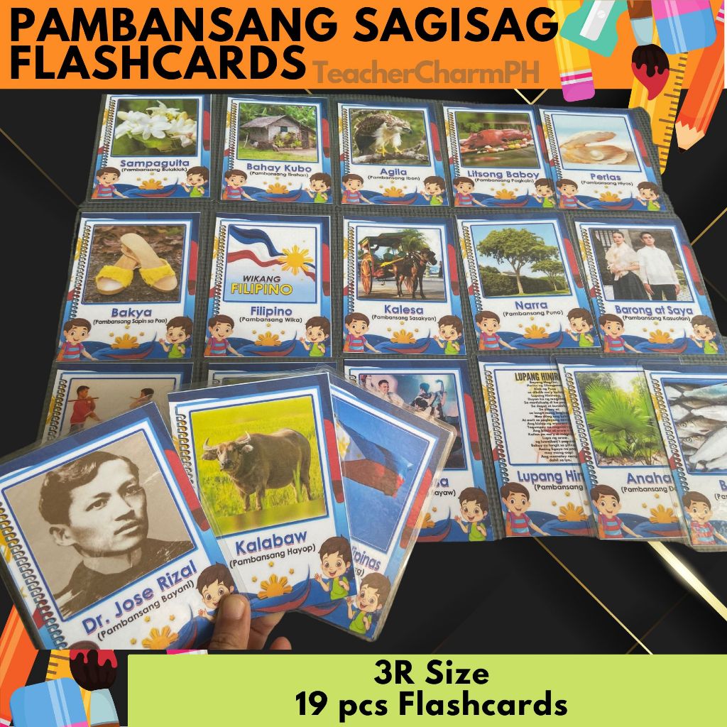 PAMBANSANG SAGISAG Laminated Educational Flashcards | Shopee Philippines