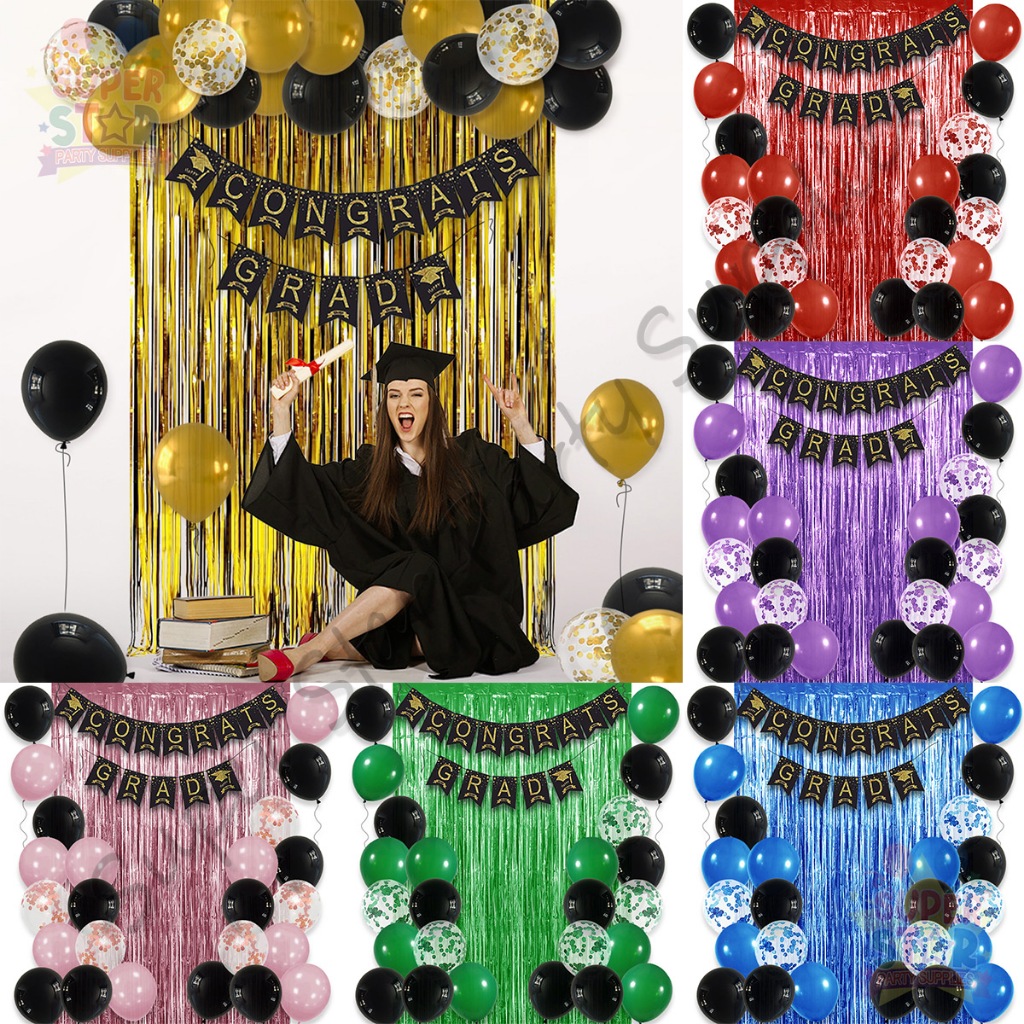 Grauation Decoration Congrats Grad Banner Foil Curtain Congratulations ...