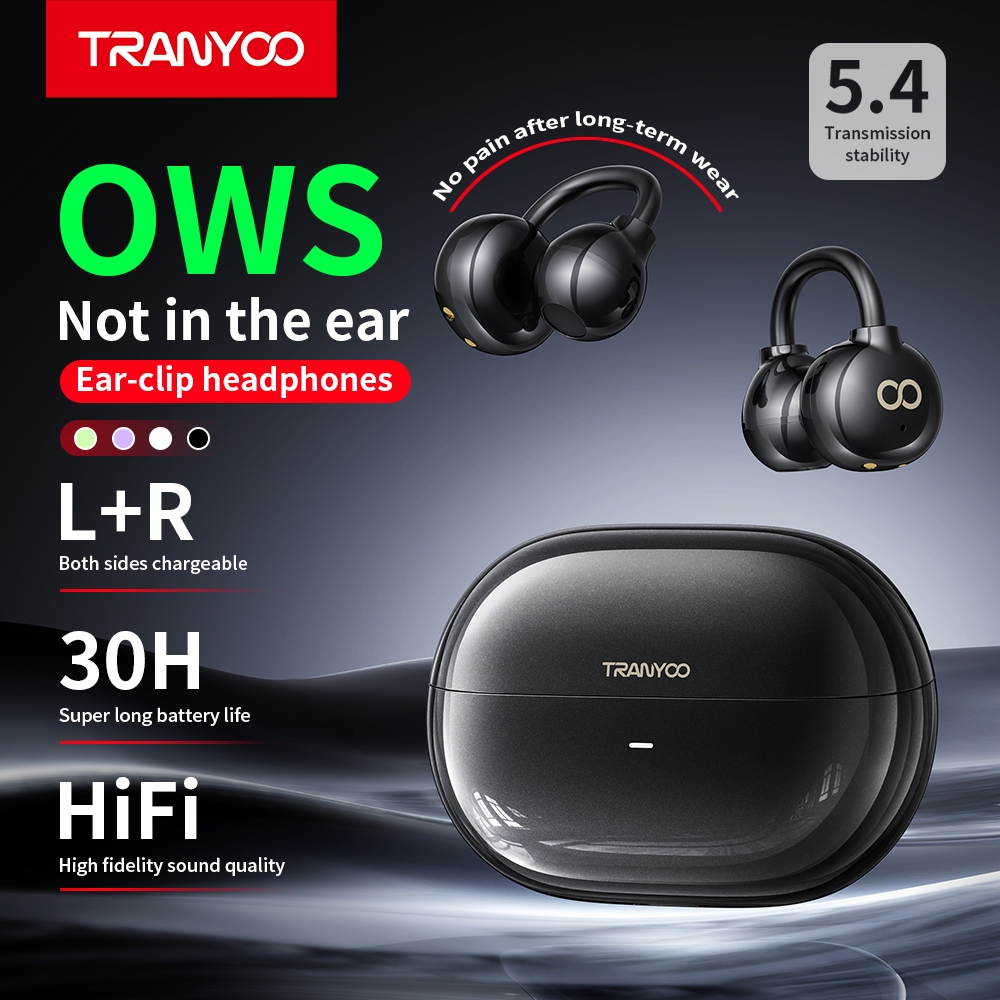 Tranyoo M5 Ultralight Clip Open-Ear TWS Earbuds Wireless Earphone ...