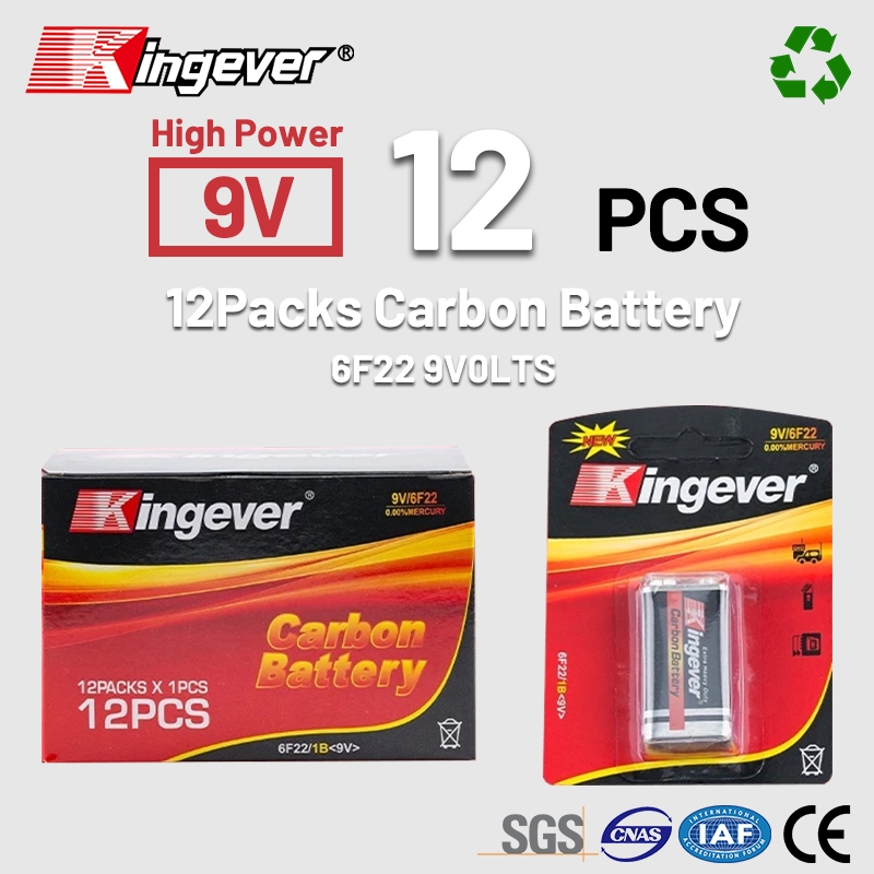 Kingever 100% Original 9V/6F22 High Power Boxed Extra Heavy Duty Battery Black Diamond Series ...
