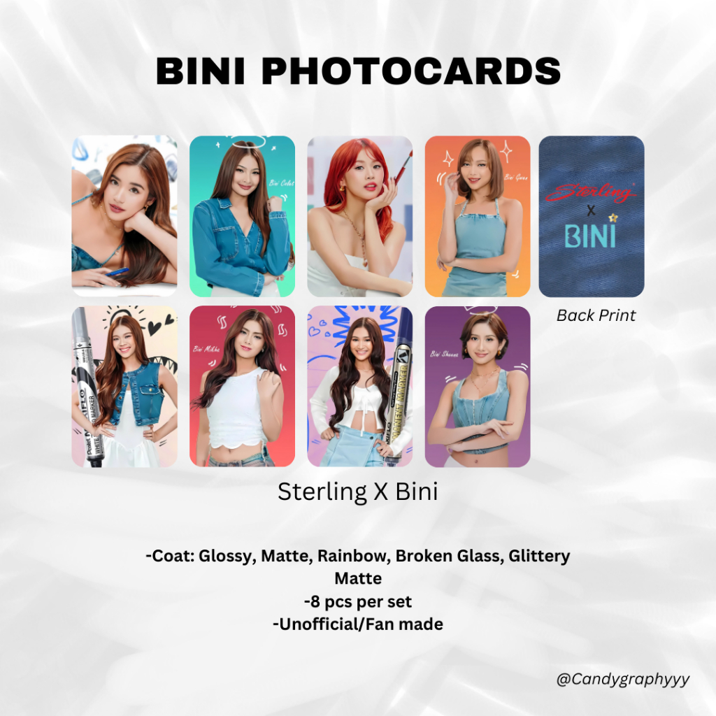 Bini Photocards Bini Endorsement (Jhoanna, Stacey, Gwen, Sheena, Mikha ...