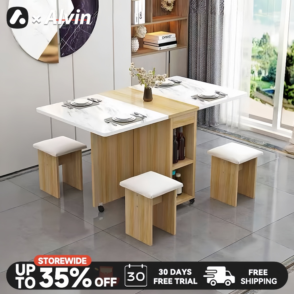 ALVIN Dining table Movable Folding Dining Table Multifunctional ...