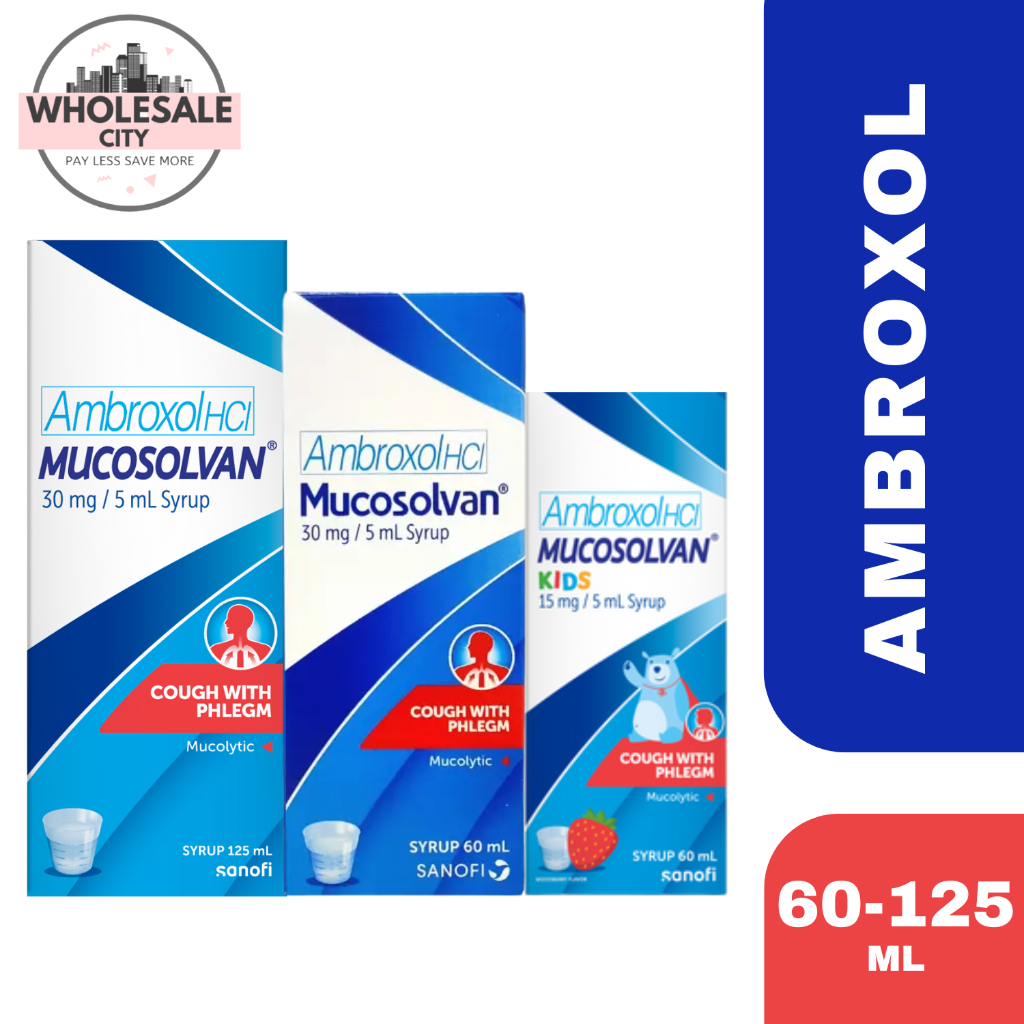 MUCOSOLVAN AMBROXOL COUGH WITH PHLEGM 30mg/5ml Syrup Adult and Kids ...