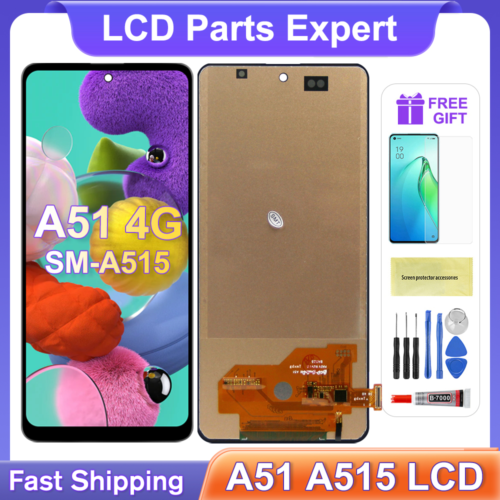 TFT LCD For Samsung Galaxy A51 4G A515 LCD with Fingerprint Frame Touch ...