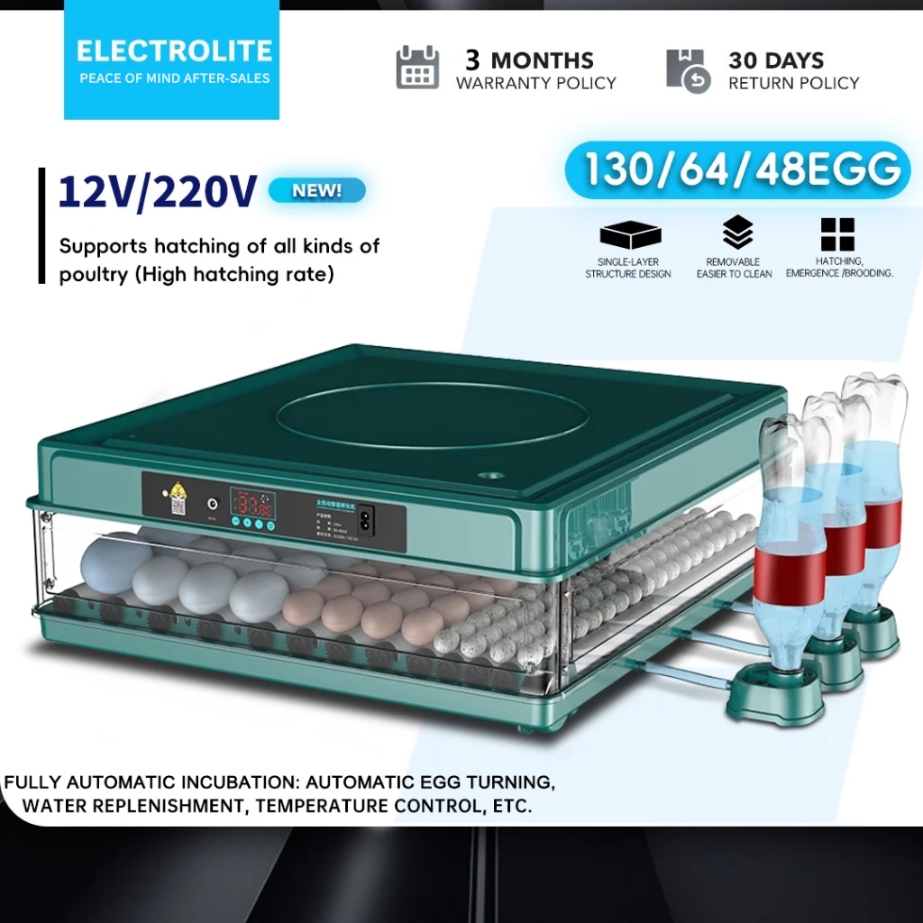 130 Egg Incubator Fully Automatic Egg Incubator Intelligent Digital Hatcher Brooder with Temper ...
