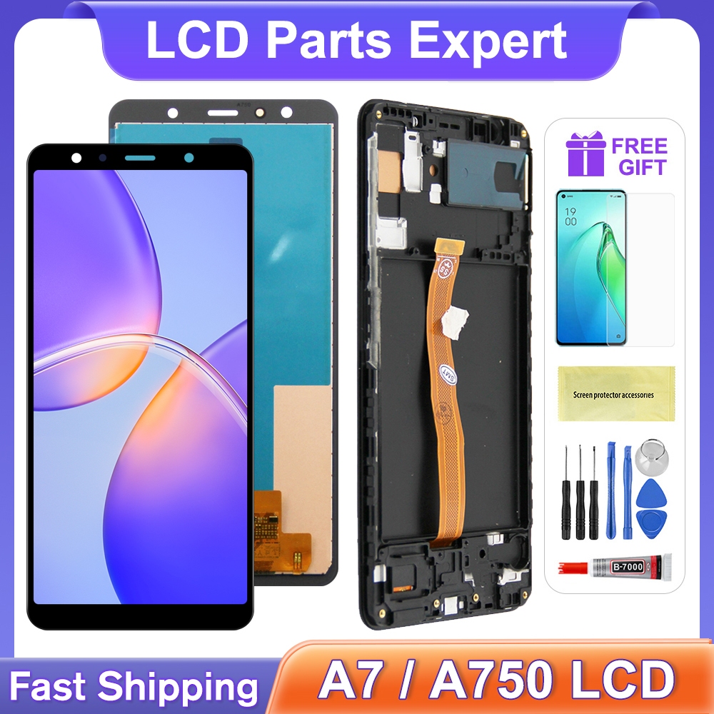 AMOLED LCD with Frame For Samsung A7 2018 A750 LCD Display Touch Screen Replacement SM-A750 ...