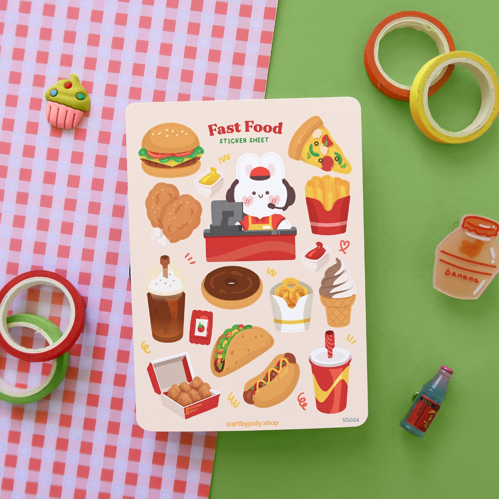Fast Food Foodie Planner and Journal Sticker Sheet, Cozy Stickers ...