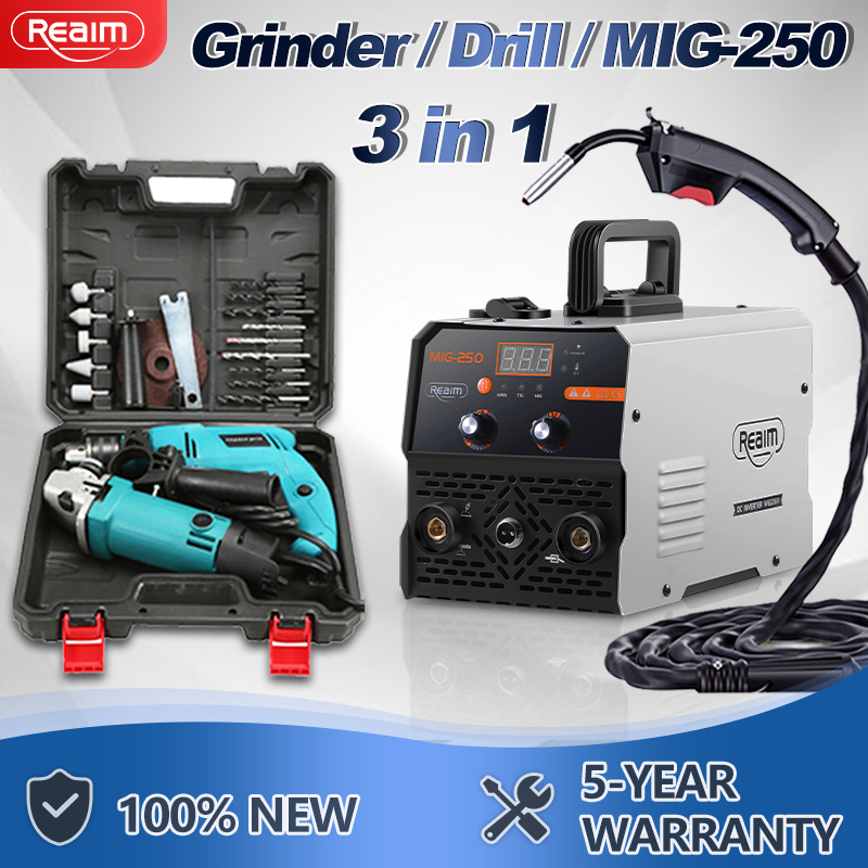 REAIM MIG Welding Machine Grinder and Drill Set Inverter Portable IGBT ...