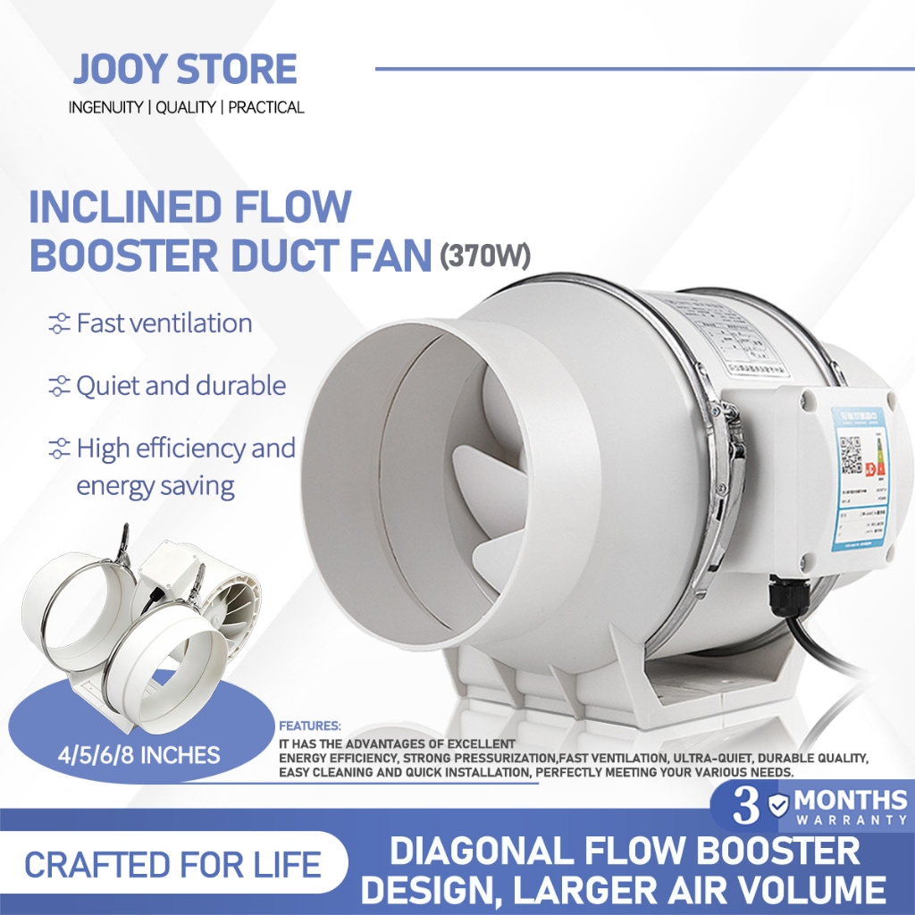 Exhaust Fan 5"/6"/8" High Suction Inline Duct Booster Fan Ventilation ...
