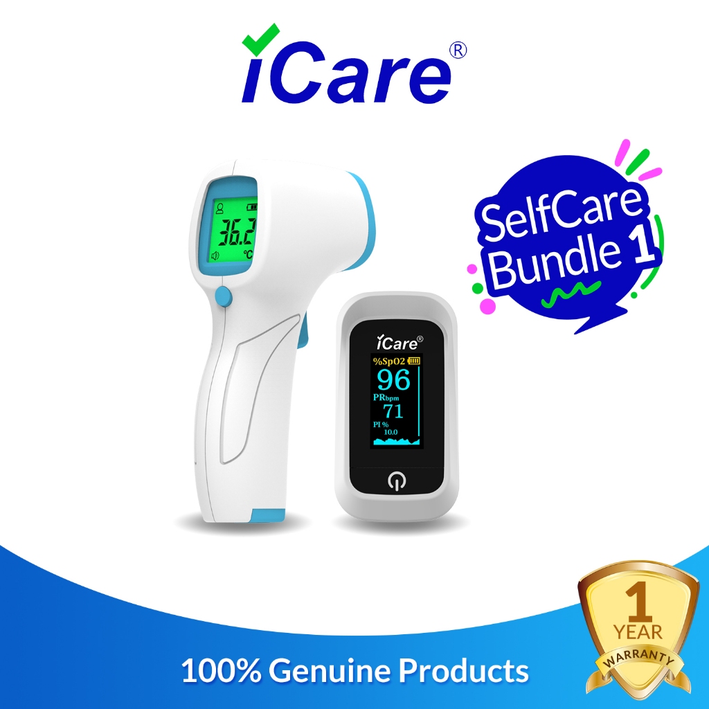 iCare ®SelfCare Bundle 1- OX001 Fingertip Pulse Oximeter + E69 Forehead ...