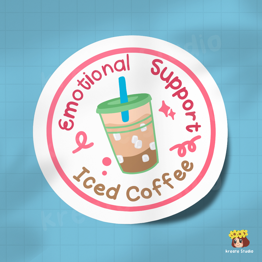 EMOTIONAL SUPPORT ICED COFFEE STICKER | Witty Funny Relatable Cute ...