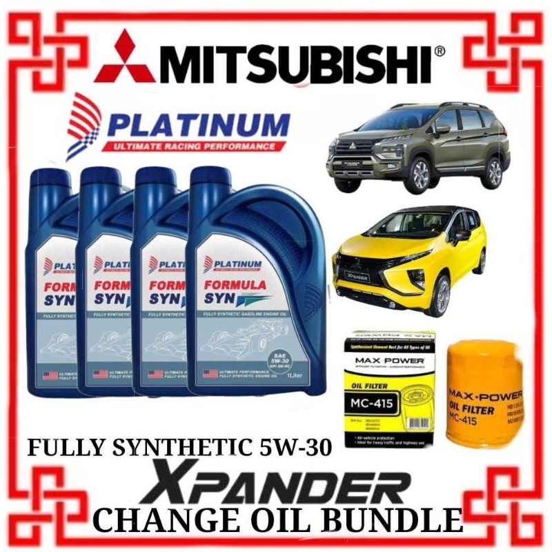 Mitsubishi Xpander Change Oil Bundle, Platinum 5W-30 Fully Synthetic ...