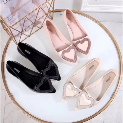 Hot Mel Pointed Heart Toe Jelly Flats | Shopee Philippines