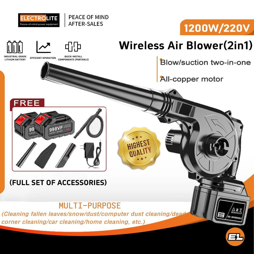 Cordless Air Blower 1200W/998VF Portable 2 In1 Electric Vacuum Cleaner ...
