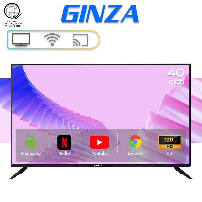 GINZA 40" Smart TV Android TV Slim HD Aluminum Full HD Frameless | Shopee Philippines
