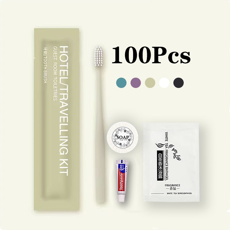 Hotel Supplies 100 Pcs Hotel Kit Amenities Toothbrush Toothpaste Set ...