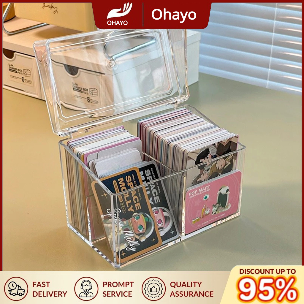 Transparent Acrylic Box with 2 Compartments Postcard Images Storage Box ...