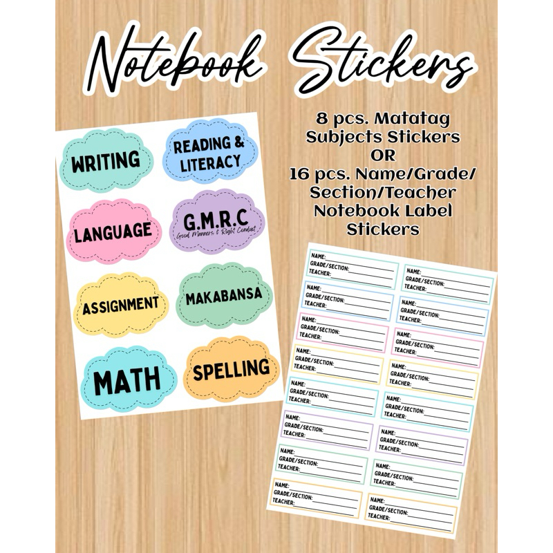 Cloud Notebook Label Stickers (Matatag Subjects or Name/Grade/Section ...
